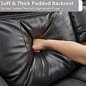 ELIASER Manual Reclining Sectional Sofa with LED Light Recliner Faux Leather L-Shaped Reclining Sectional Couch Recliner Sofa Cup Holder,USB Port,Storage Console,5 Seater for Living Room Black