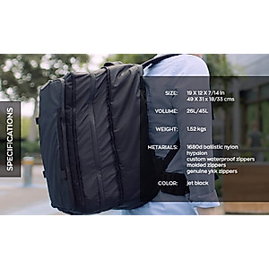 Taskin NEW FLYT | Expandable Large Travel Backpack w/ Laptop Section & Waterproof Zippers | 26L/45L Capacity
