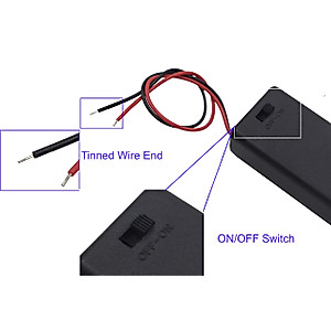 LAMPVPATH 5Pcs 2 AAA Battery Holder with Switch, 2X 1.5V AAA Battery Holder Case with Wire Leads and ON/Off Switch(5 Pack)