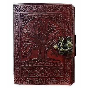 Leather Celtic Tree of Life Book of Shadows Blank Spell Book Wicca