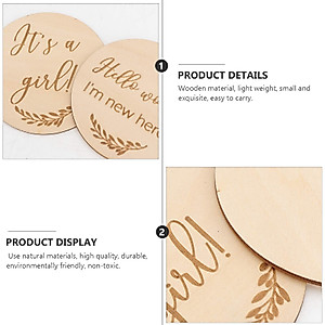 Abaodam Amosfun 2Pcs Its A Girl Sign Wood Baby Monthly Cards Milestone Discs Baby Shower Party Decorations for Gender Reveal Baby Announcements(10cm)