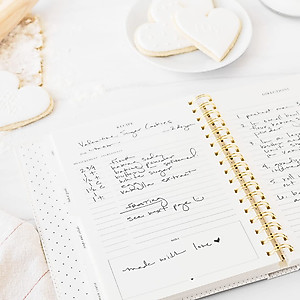 Sugar Paper Cream & Black Swiss Dot Recipe Book with Page Dividers and Guided Pages To Record and Organize Your Favorite Recipes