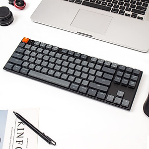Keychron K1 Tenkeyless Layout Ultra-Slim Hot-swappable Wireless Bluetooth/Wired USB Mechanical Keyboard for Mac Windows with Low-Profile Optical Brown Switch White LED Backlit - Version 5