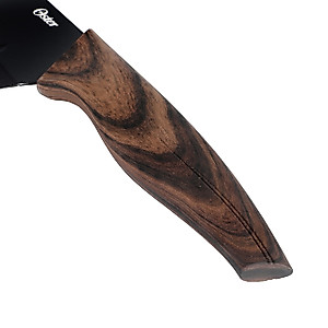Oster Godfrey 5-Piece Kitchen Cutlery Knife Set w/Black Blade and Wood Look Handle