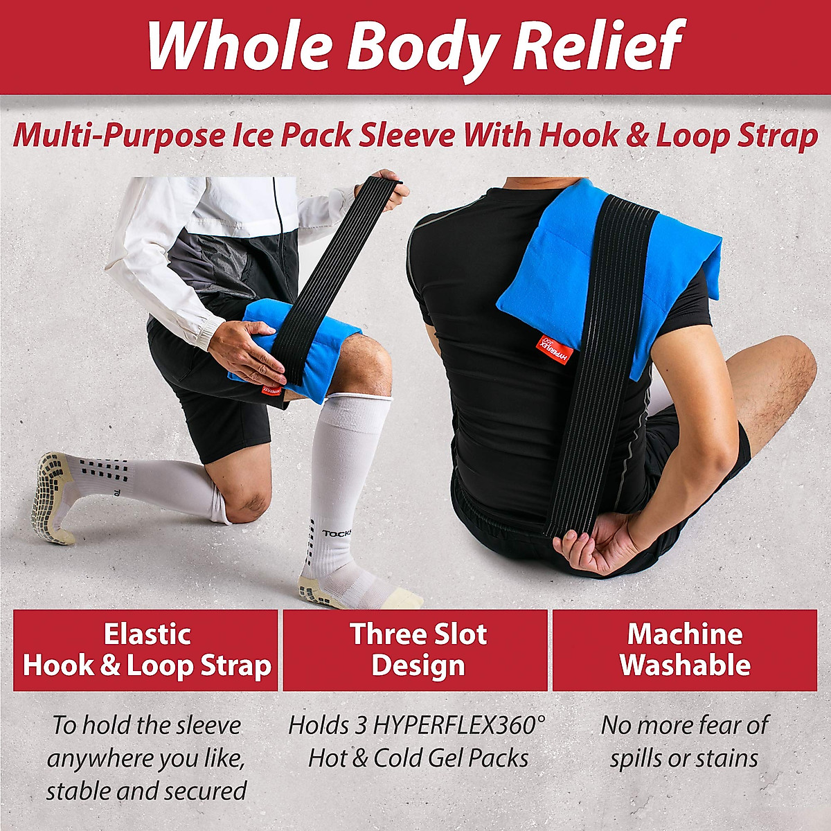 Ankle Ice Pack Wrap for Swelling - Compression Foot & Ankle Pain Relief, Hot & Cold Therapy for Swelling, Sprains, Achilles Tendonitis, Plantar Fasciitis - Extra Sleeve, Strap & Reusable Gel Ice Packs