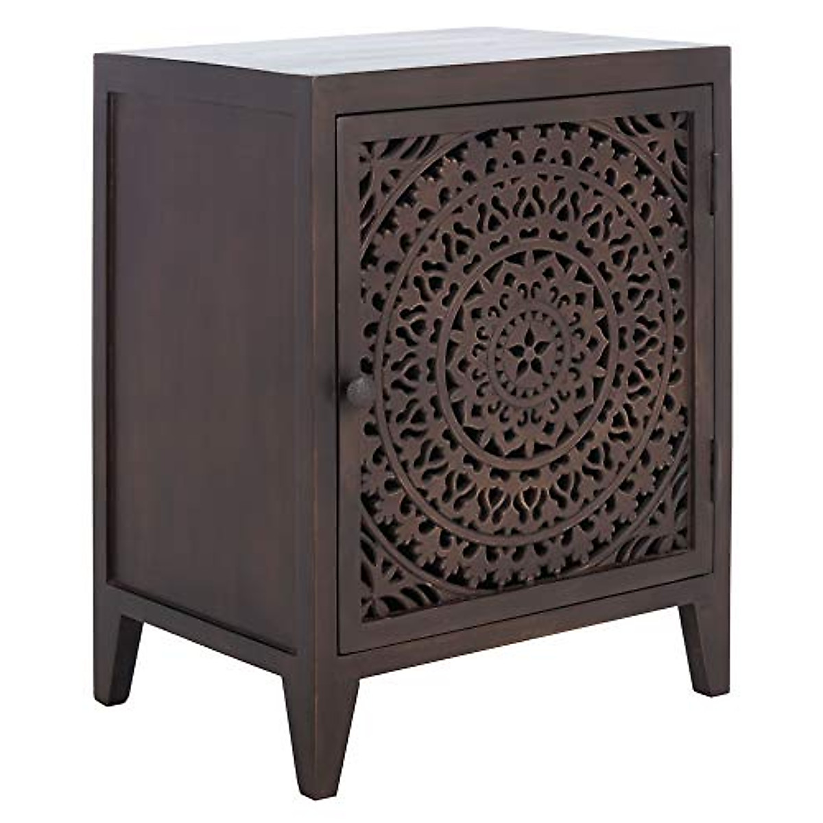 Safavieh Home Thea Brown 1-door Carved Mandala Nightstand