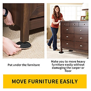 Furniture Sliders for Carpet, new space 8 Pcs 5" Round Sliders for Moving Furniture, Heavy-Duty Furniture Moving Sliders - Reusable Furniture Sliders, Move Your Furniture Quickly, Easily and Safe!