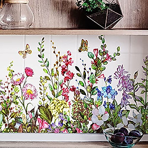 Flower Wall Decals Large Flower Clusters Butterfly Greenery Wall Sticker Removable Christmas Peel and Stick Art Murals for Kids Room Nursery Classroom Bedroom Living Room Home (19.69 x 27.56 Inch)