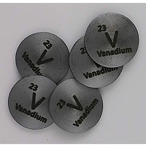 Vanadium (V) 24.26mm Metal Disc 99.9% Pure for Collection or Experiments