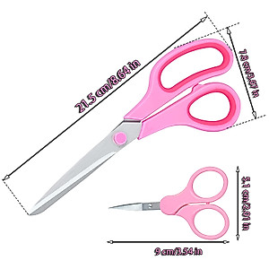 Pink Scissors for Office Home School Craft Sewing Fabric Supplies, 8 Inch/3.5 Inch