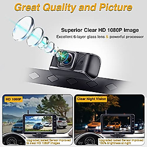 AMTIFO Wireless Backup Camera HD 1080P Bluetooth Rear View 5 Inch Split Screen Touch Key Monitor Car Truck Camper License Plate Cam System 2 Channels Waterproof Clear Night Vision DIY Guide Lines A6