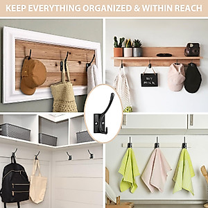 Homanu 14 Pack Coat Hooks, Heavy Duty Coat Hooks Wall Mount with 28 Screws, No Rust Double Hooks Black Hooks for Towel, Coat, Scarf, Bag, Hat, Cup, Key