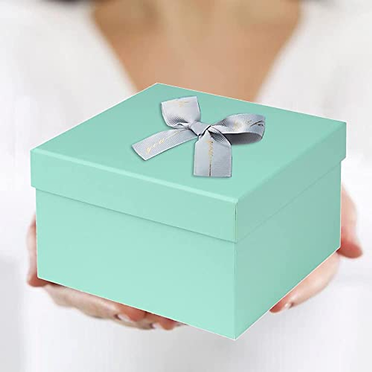 Square Gift Boxes with Lids Set of 4 Teal Green Gift Box Assorted Sizes Nesting Gift Boxes for Presents Birthday Bridesmaid Wedding Valentines Christmas Party Favor Boxes