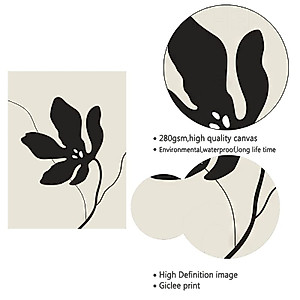 EASSYGIFI Mid Century Modern Wall Decor,Abstract Minimalist Wall Art，Modern Art Wall Decor,Neutral Canvas Painting，Modern Art Gallery Wall Decor, Black And White Home Decor 12X16 Inch 4Pcs (No Frame)