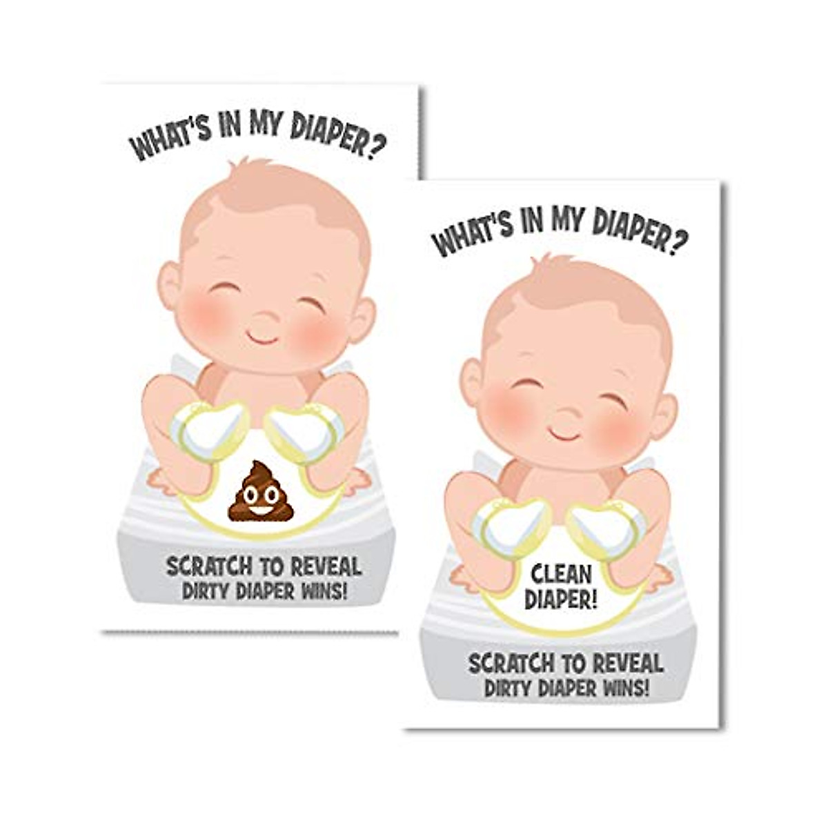 What's In My Diaper Baby Shower Scratch Off Game | 24 Cards - 1 Winner | Baby Shower Games | Baby Shower Prizes | Door Prizes | Baby Shower Decorations Neutral | Diaper Party | Dirty Diaper Game