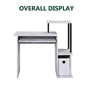 Rectangular Computer Desk, Modern Office Desk with Keyboard Tray, Shelf and Storage Compartment for Home Office, Shelf Dimension 9" L X 16" D X 20" H, Leg Space Dimension 24" L X 16" D X 24" H