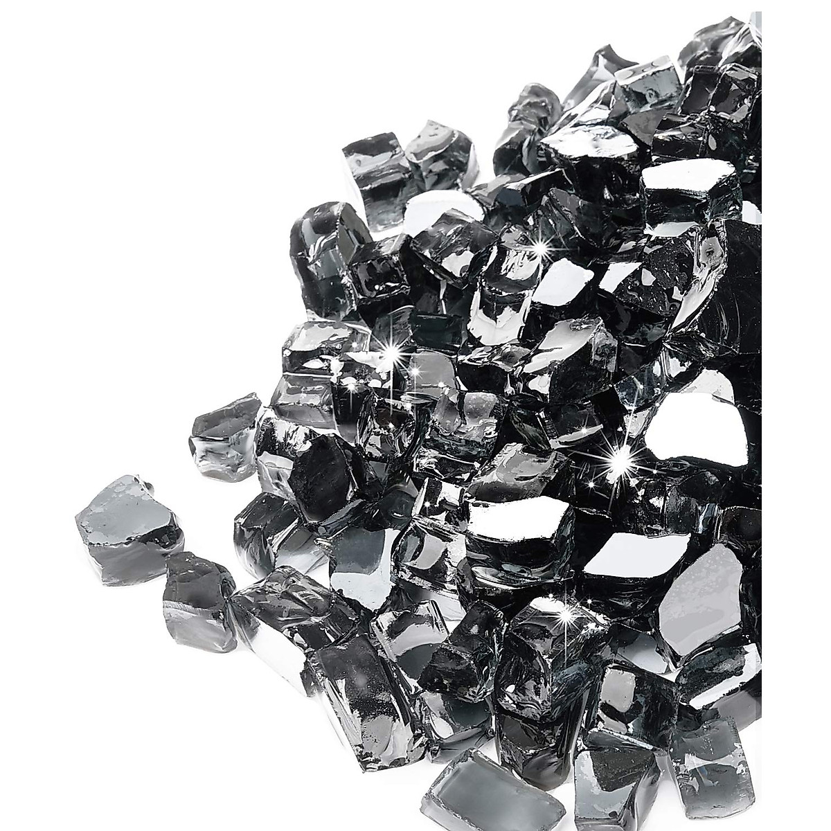 GASPRO 20 lbs Black Fire Glass for Fire Pit, 1/2-Inch Reflective Glass Rocks for Propane or Gas Fireplace, Add Ambience to Gatherings and Parties for Outdoors and Indoors