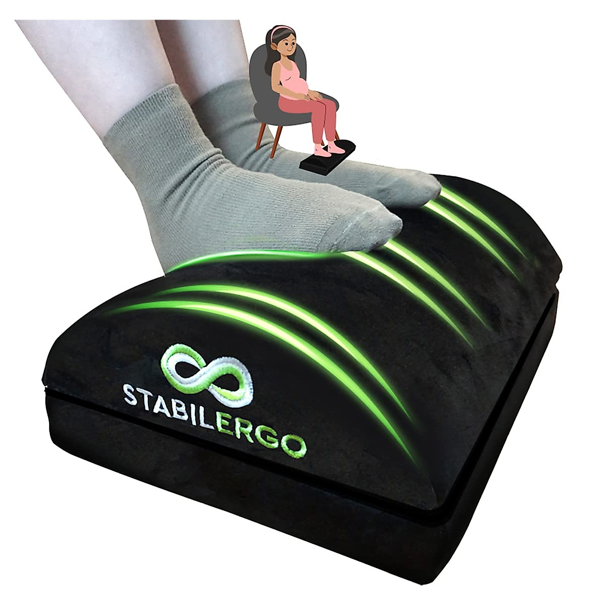 STABILERGO Foot Rest for Under Desk at Work, Ergonomic Office Desk Foot Rest, Adjustable Foot Rest, Under Desk Footrest with Washable Cover, Desk Foot Stool Work from Home Accessories