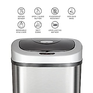 Automatic Touchless Kitchen Trash Can with Lid, Motion Sensor Trash Can for Kitchen, Bathroom, Living Room and Office, 21.1 Gallon/ 80 Liter, Stainless Steel…