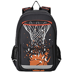 Glaphy Basketball Sports School Backpack Lightweight Laptop Backpack Student Travel Daypack with Reflective Stripes