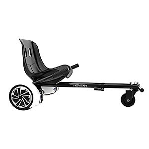 Hover-1 Kart Buggy Attachment | Compatible with Most 6.5" & 8" Electric Hoverboards, Hand-Operated Rear Wheel Control, Adjustable Frame & Straps, Easy Assembly & Install, Black