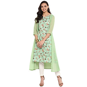 Janasya Kurta for Women Green