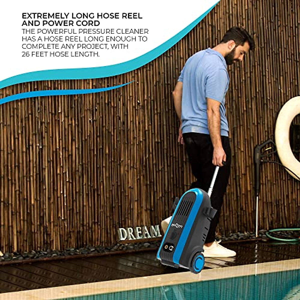 BRIZER X300 Electric Power Pressure Washer -2400 PSI/1.8 GPM Electric Power Washer with Spray Gun – 5 Adjustable Hose Spray Nozzle - 25ft High-Pressure Hose to Clean Patio, Furniture, Driveway, Car