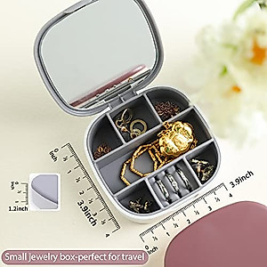 HoazHoald Small Travel Jewelry Case Mini Travel Jewelry Organizer Portal Travel Jewelry Box Travel Jewelry Storage Small Earring Ring Necklace Case Organizer Box for Women Kids with Mirror (White)
