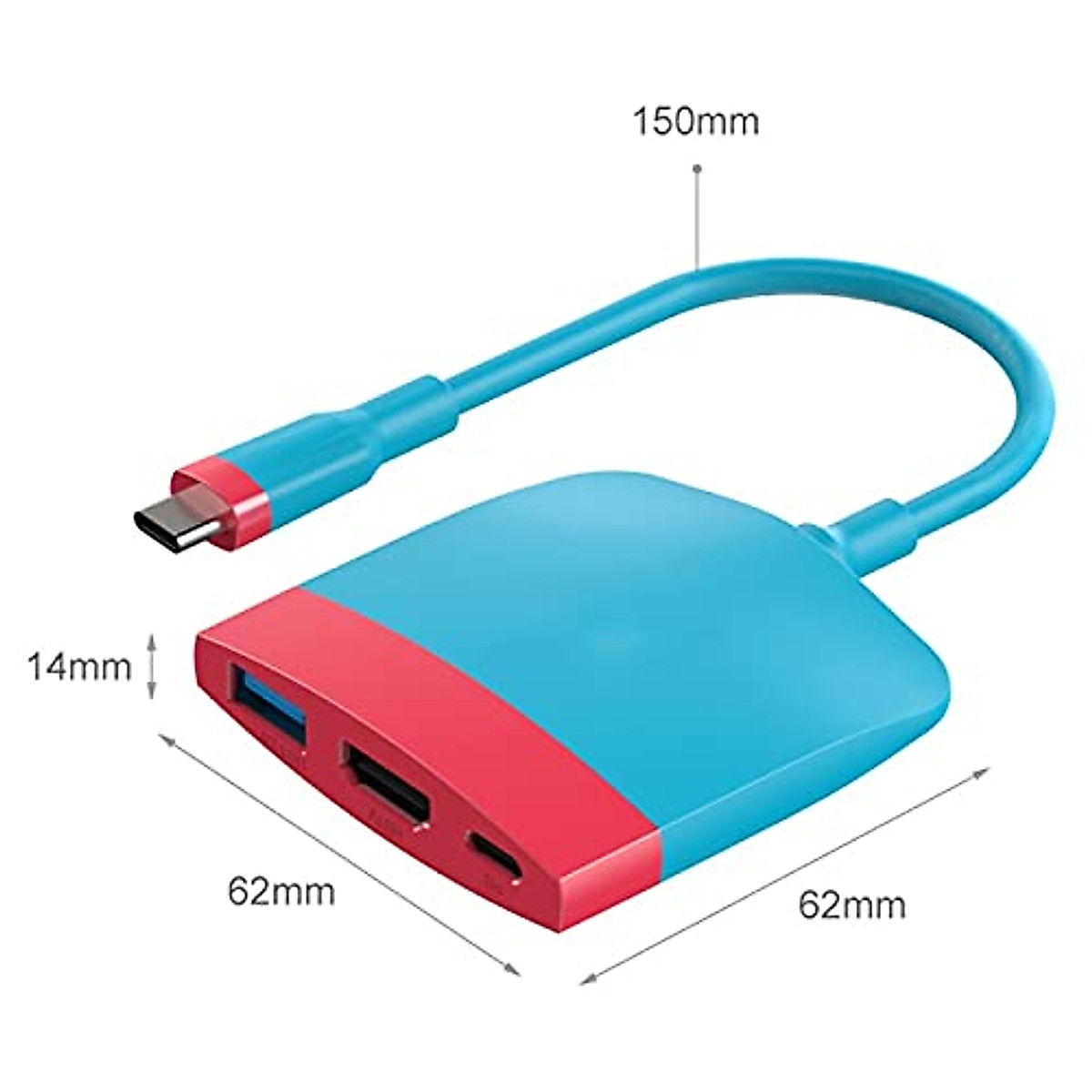 CUJUX Switch TV Dock for Portable Docking Station USB C to 4K HDMI-Compatible USB 3.0 PD (Color : Red and Blue)