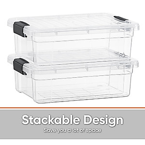 Superio Clear Storage Box with Lid, 2.5 Quart Plastic Container Bins for Organizing, Stackable Crates, BPA Free, Non Toxic, Odor Free, Organizers for Home, Office, School, and Dorm