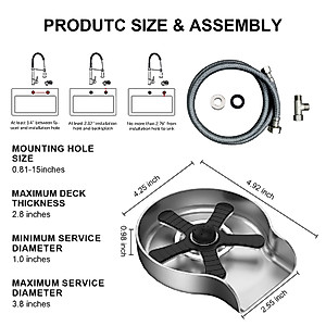 Rocyis Metal Glass Rinser-Cup Cleaner-Bottle Washer-Glass Cleaner for Kitchen Sink with 10 Jets, High Pressure Bar Sink Attachment, Brushed Nickel Stainless Steel