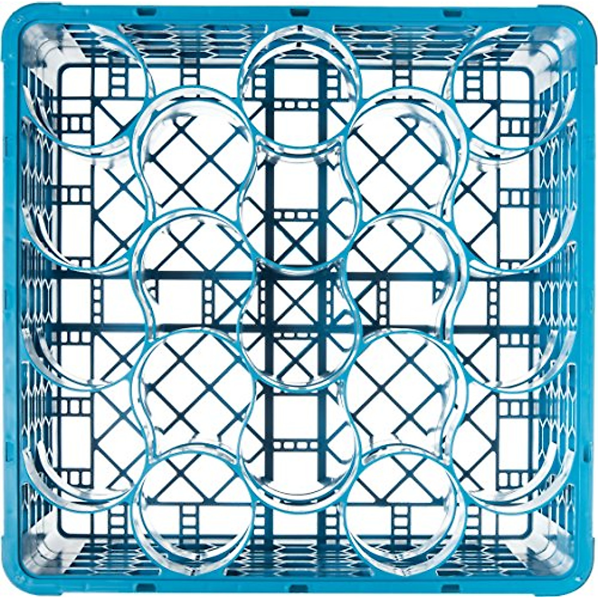Carlisle FoodService Products RW20-214 OptiClean NeWave Polypropylene 20-Compartment Glass Rack with 3 Extender, 19-3/4" Length x 19-3/4" Width x 8.72" Height, Blue (Case of 2)