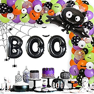 Halloween Balloon Garland Arch Kit for happy BOO Day Parties BOO Bat Foil Balloons 3D Bat Wall Stickers Black Purple Green Orange Halloween Party Decorations Supplies