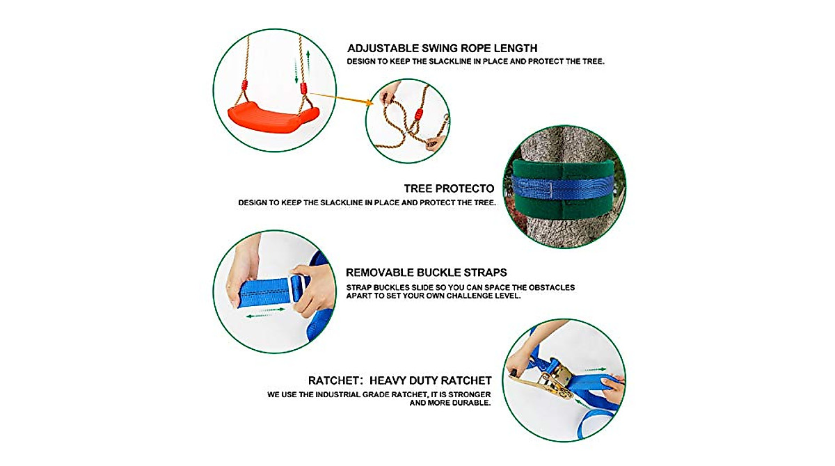 Kawuneeche Ninja Warrior Kit - Fun Slackline for Kids