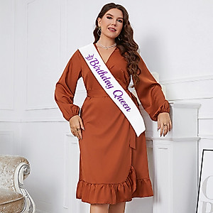 LXYXUUN Birthday Queen Sash White, Purple Foil Birthday Sash for Women Funny Birthday Party Decorations, 21st 30th 40th 50th Bday Sash Gift Ideas