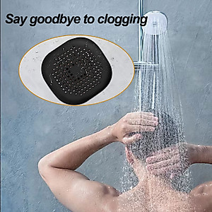 FNCMCNF Shower Drain Cover,Square Drain Cover,Silicone Shower Drain Hair Catcher with 4 Suction Cup,Durable and Not Easily De for Tub,Kitchen and Bathroom(Grey+Black) 2 Pack
