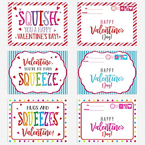 ORIENTAL CHERRY Valentines Day Gifts - 24 Pack Valentines Cards with Heart Balls - Fidget Toys Bulk Valentines Gift Exchange for Class Classroom, Party Favors Supplies