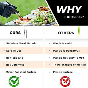 ENESTO Kitchen Tweezers Stainless Steel - Food Tweezers Set 12 inch, Fine Tweezer Tongs, Extra Long Tweezers 2 pcs, Professional Cooking Tweezers with Precision Serrated Tips Cooking Tongs