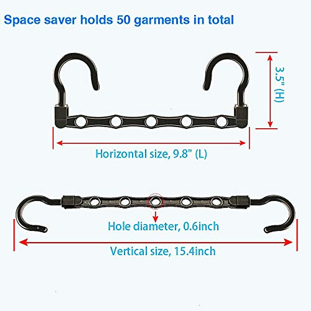 Space Saving Hangers 10 Pack Magic Hangers Clothes Hangers Organizer Smart Closet Space Saver with Sturdy Plastic for Heavy Jeans Clothes Trouser