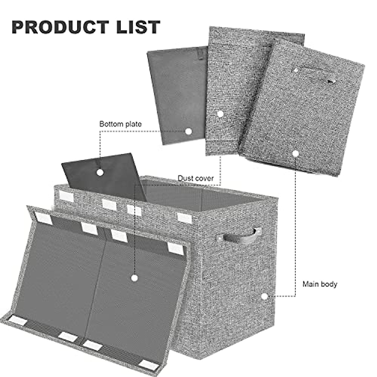 VERONLY Toy Box Chest Organizer for Boys Girls,Kids Large Collapsible Storage Bin Container with Oxford Fabric Flip-Top Lid & Handles for Clothes,Blanket,Nursery,Playroom,Bedroom,Stuffed Animals 25” x 13 “x 16”(Light Grey)