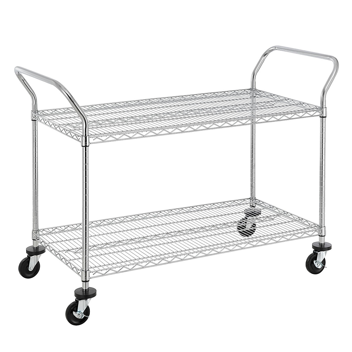 Finnhomy 2-Tier Commercial Grade Rolling Cart, Heavy Duty Utility Cart, Carts with Wheels and Handles, Kitchen Cart on Wheels, Metal Serving Cart with 700 lbs Capacity, Shelf Size 24" D x 48" W, NSF