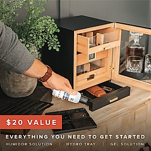 CASE ELEGANCE Luca Humidor Cabinet Stores 80-100, Cigar Humidor Box with Spanish Cedar, Glass Display, Easy Humidification System, Digital Hygrometer - Black