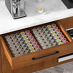 AITEE Acrylic K Cup Drawer Organizer, Clear K Cup Organizer Tray for Drawer or Countertop Storage,Hold 35 Coffee Capsules,K Cup Coffee Pod Holder for Office and Kitchen K Cup Storage (11.6x15.3Inches)