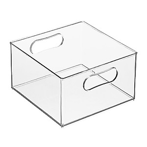 mDesign Deep Plastic Stackable Storage Organizer Container Bin, Craft Room Organization for Classroom, Cupboard, Studio, Shelves, & Closet - Holds Sewing, Art Supplies - Ligne Collection - Clear