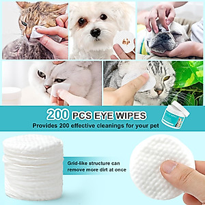 Dog Eye Wipes, 200Pcs Eye Wipes for Dogs & Cats Remove Tear Stain, Eye Debris, Mucus Secretions Discharge, Pet Gentle Care Supplies Disposable Cleaning Wipe for Eye