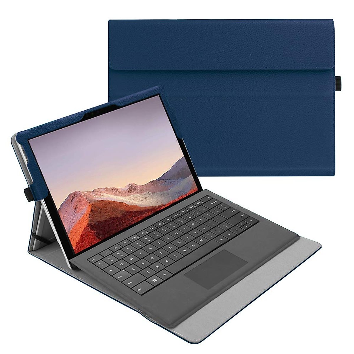 Fintie Case for Microsoft Surface Pro 7 Plus, Surface Pro 7/6/5/4/3 12.3 Inch Tablet - Multiple Angle Viewing Portfolio Business Cover, Compatible w/Type Cover Keyboard, Navy