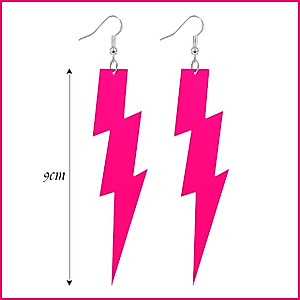 Hicarer 3 Pairs 80s 90s Neon Earrings for Women Retro Pendant Acrylic Drop Dangle for 80's Outfit Glow Party Accessories (Bright Lightning Style)