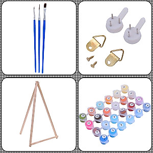 VIGEIYA DIY Paint by Numbers for Adults Include Framed Canvas and Wooden Easel with Brushes and Acrylic Pigment Mother's Day Gift 16x20inch (Sunset)