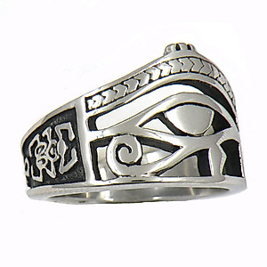 TURTLEDOVE Eye of Horus Ring - Stainless Steel Ring with Egyptian Ankh Cross and Eye of Horus (9)
