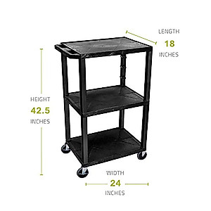 Luxor WT42E 42"H Electric A/V Cart with 3 Shelf and Black Leg